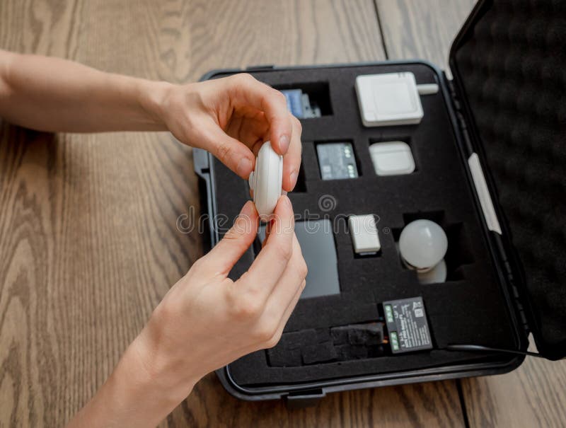 A Technician Works with a Demo Kit of the Smart Home System Stock Image ...