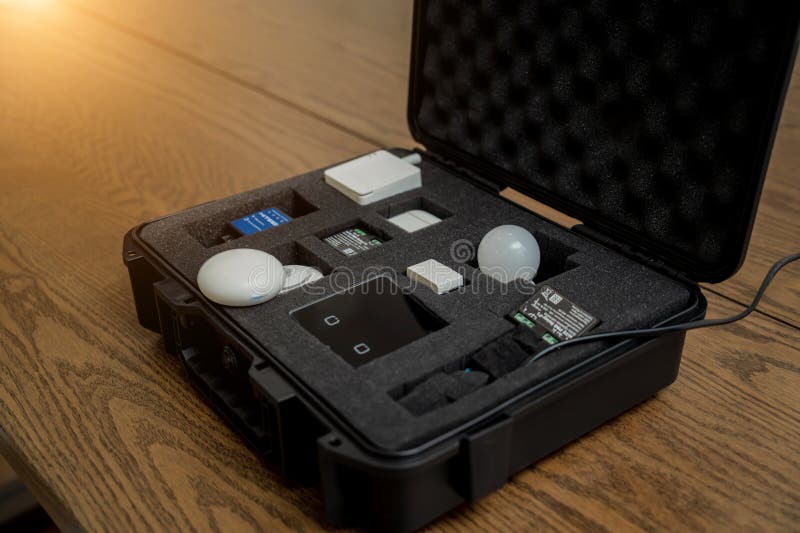 A Technician Works with a Demo Kit of the Smart Home System Stock Image ...