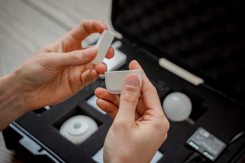 A Technician Works with a Demo Kit of the Smart Home System Stock Image ...
