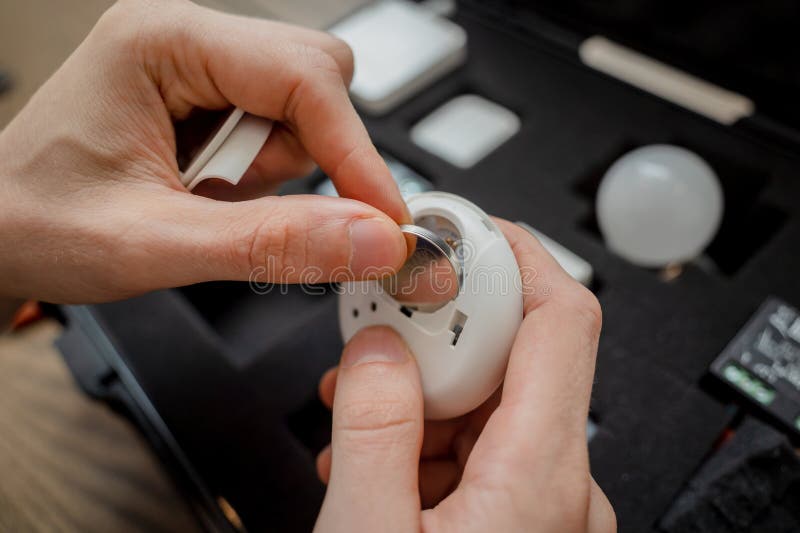 A Technician Works with a Demo Kit of the Smart Home System Stock Photo ...