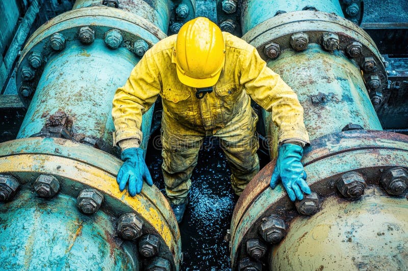 Technician Performing Routine Maintenance Check on Industrial Equipment ...