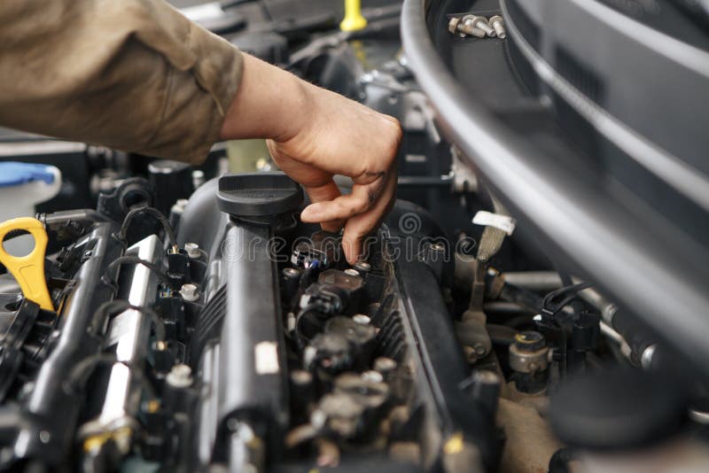 Technicians are Checking Car Engines. Stock Photo - Image of internal ...