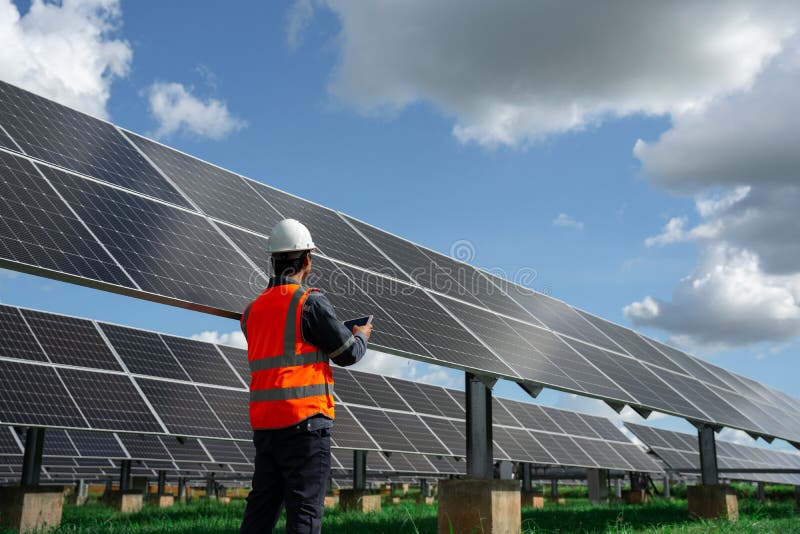 Technicians are Checking the Operation of the Solar Power Plant ...