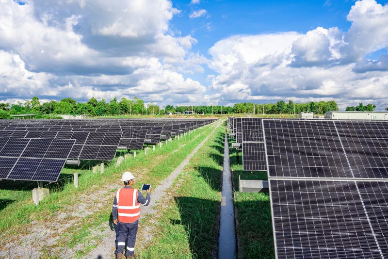 Technicians are Checking the Operation of the Solar Power Plant ...