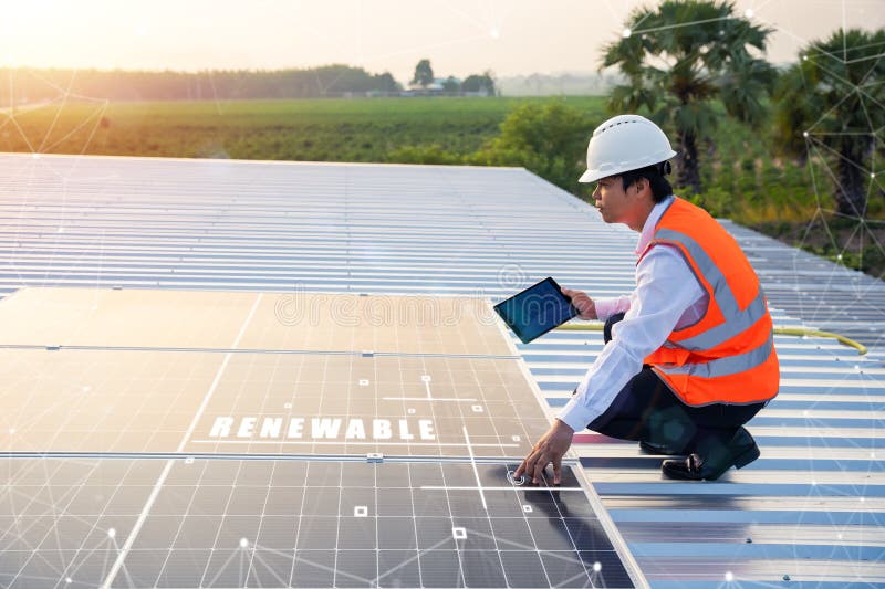 Technicians are Checking the Operation of the Solar Power Plant ...