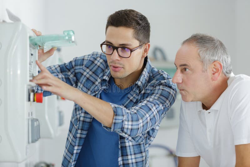Technicians Checking Robot Machine Stock Image - Image of engineering ...