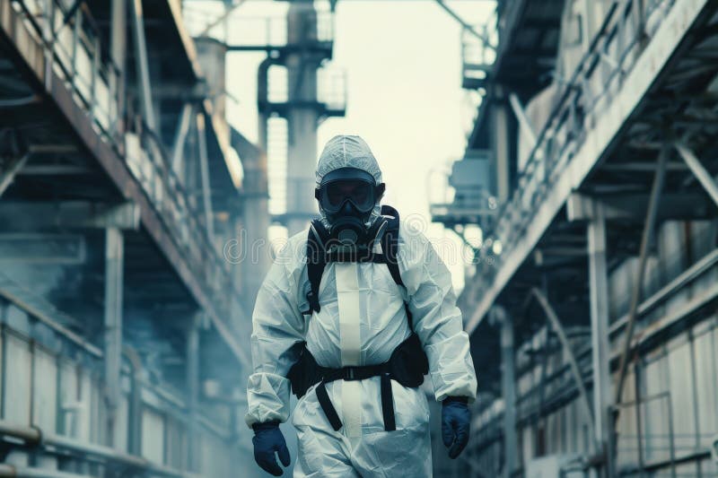 Technicians Conduct Industrial Pest Extermination in a Factory at Dawn ...