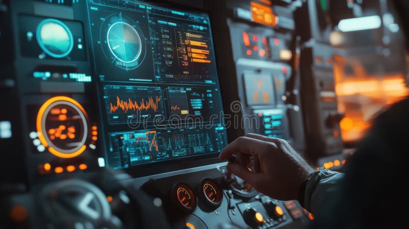 A Technicians Hand Adjusting a Dial on a Sophisticated Monitoring ...