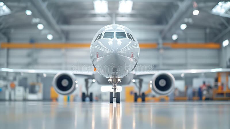 Technicians Inspecting an Aircraft in a Hangar, Aircraft Maintenance ...