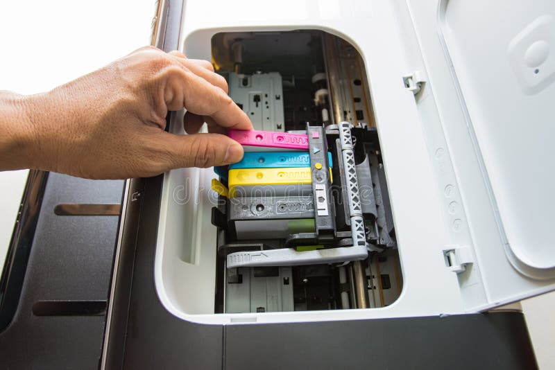 Technicians are Install Setup the Ink Cartridge of a Inkjet Printer the ...