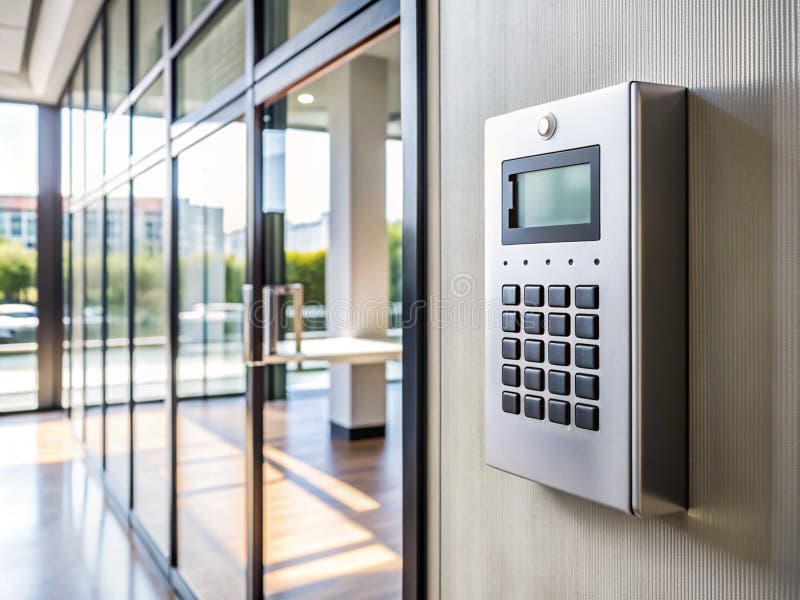 Technicians Installing a Secure Entry System at a Corporate Office ...