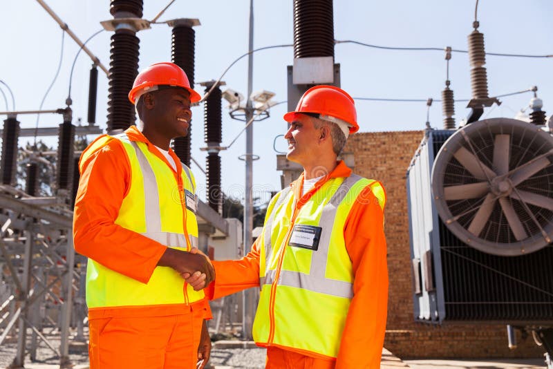 Technicians Meeting Substation Stock Image - Image of african, modern ...