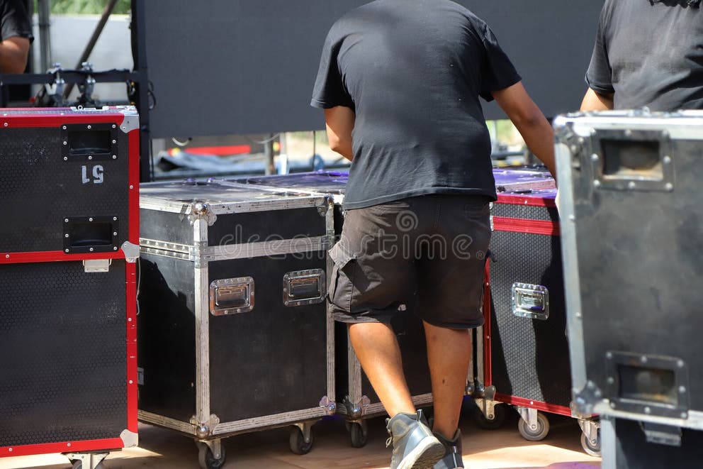 Technicians Moving and Working Drawers on Stage Stock Image - Image of ...