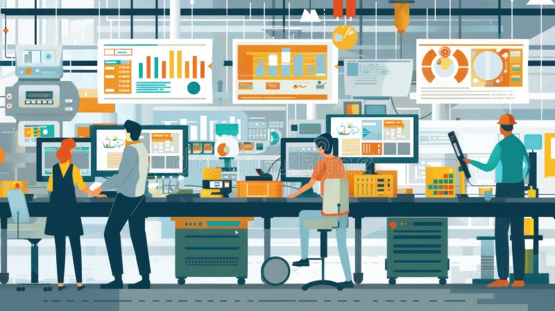 Technicians Operating High-tech Control Panels in a Scientific ...