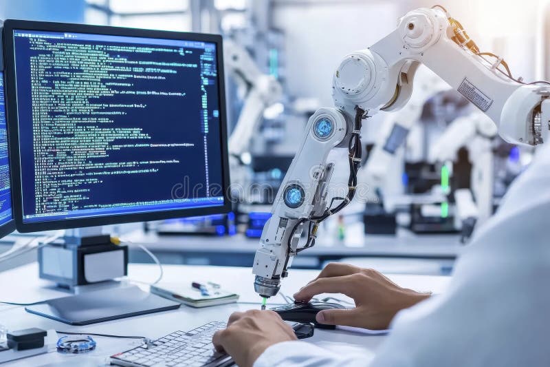 Technicians Performing Maintenance and Programming Tasks in High-Tech ...