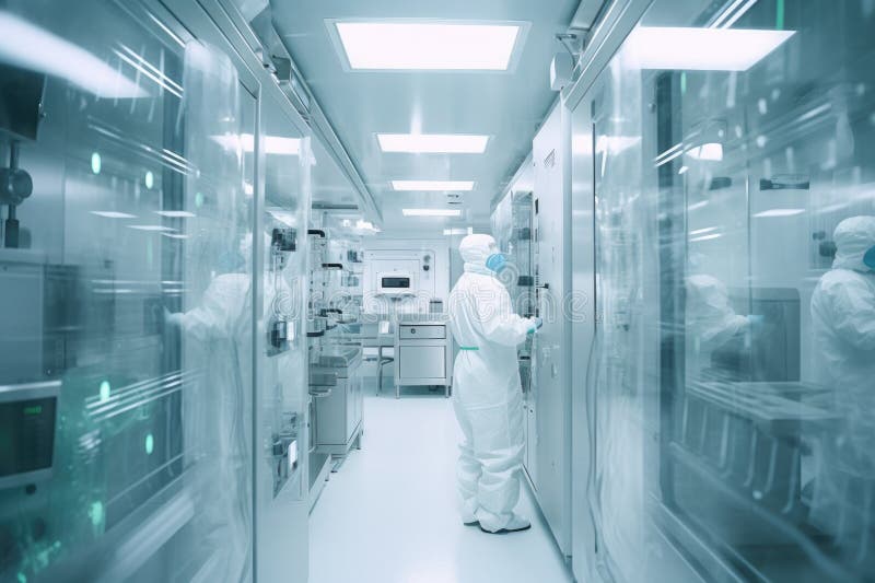 Cleanroom Scientists in High-Tech Facility Stock Illustration ...