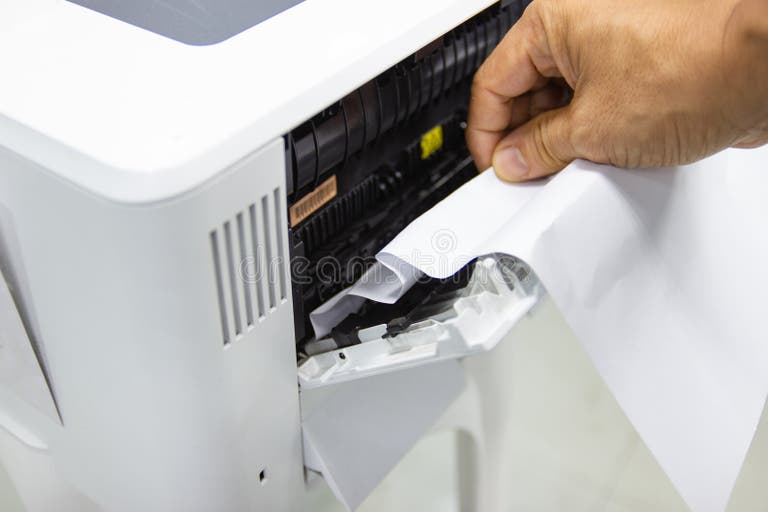 Technicians Removing Paper Stuck, Paper Jam in Printer Stock Photo ...