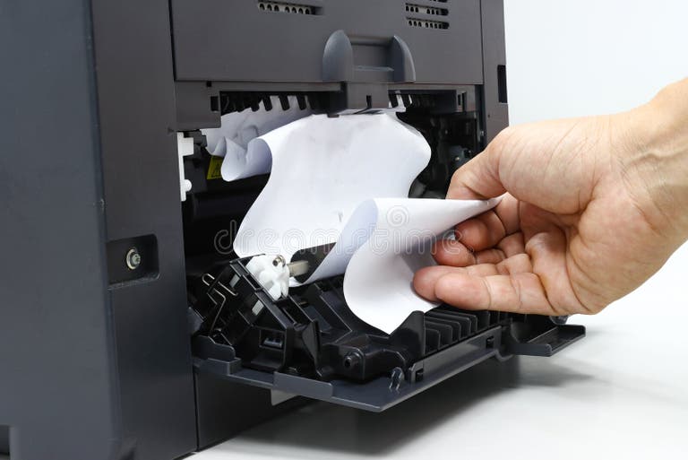 Technicians Removing Paper Stuck, Paper Jam in Printer at Office Stock ...