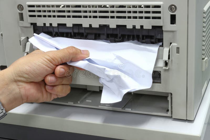 Technicians Removing Paper Stuck, Paper Jam in Printer at Office Stock ... Technicians Removing Paper Stuck, Paper Jam in Printer at Office Stock ...