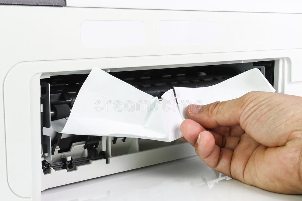 Technicians Removing Paper Stuck, Paper Jam in Printer at Office Stock ...