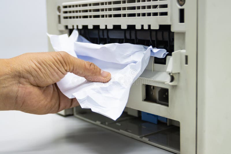 Technicians Removing Paper Stuck, Paper Jam in Printer at Office Stock ... Technicians Removing Paper Stuck, Paper Jam in Printer at Office Stock ...