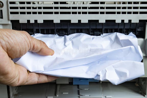 Technicians Removing Paper Stuck, Paper Jam in Printer at Office Stock ...