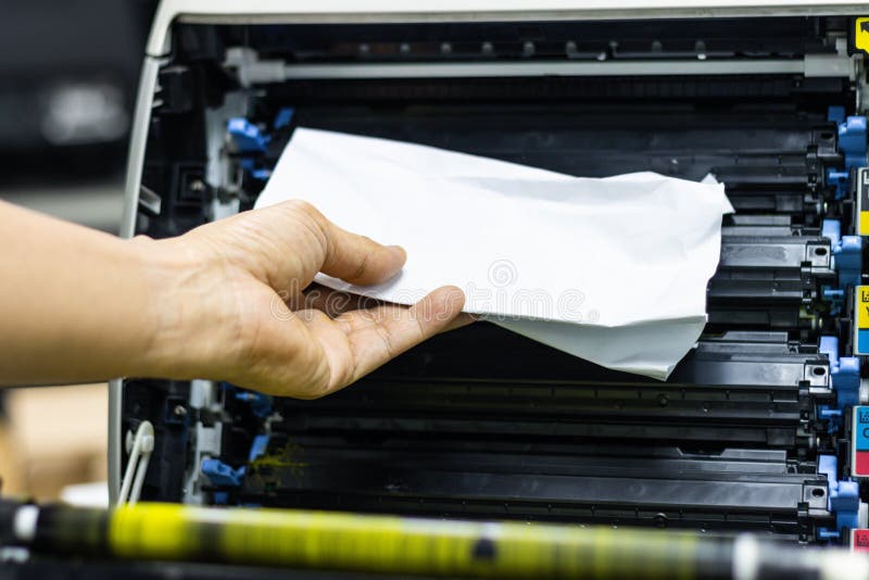 Technicians Removing Paper Stuck, Paper Jam in Printer Stock Photo ...