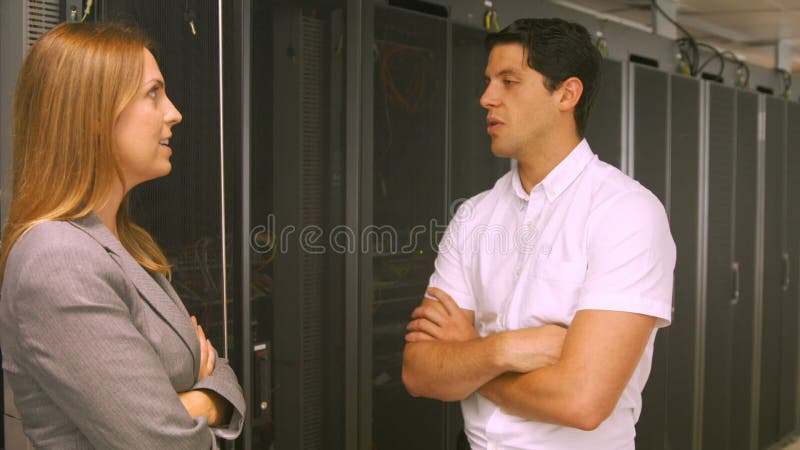 Technicians Talking in the Server Room Stock Video - Video of ...