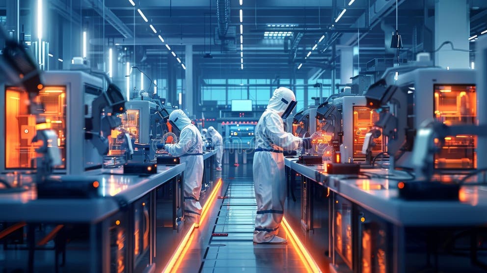 Technicians Working in a High-tech Laboratory with Advanced Equipment ...