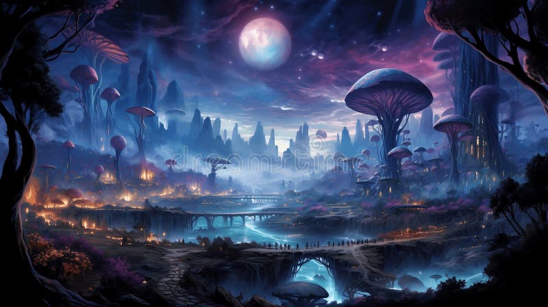 Technicolor Dreamscape with Translucent Beings, Glowing Crystals, and ...