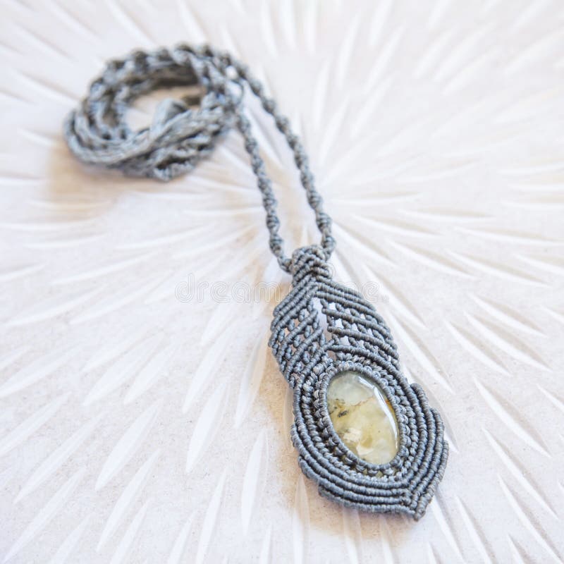 Technique Waxed String Necklace with Gemstone Stock Photo - Image of ...