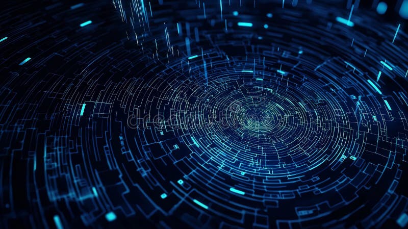 Techno Blueprint: Blue Fingerprint Lines in Code. Generative AI Stock ...