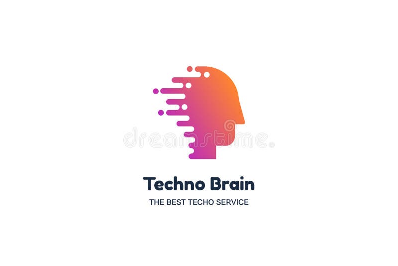 Techno Brain Negative Space Logotype Concept Stock Illustration ...