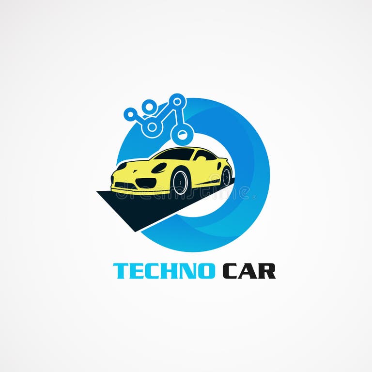 Techno Car with Circle Blue for Technology Logo Vector, Icon, Element ...