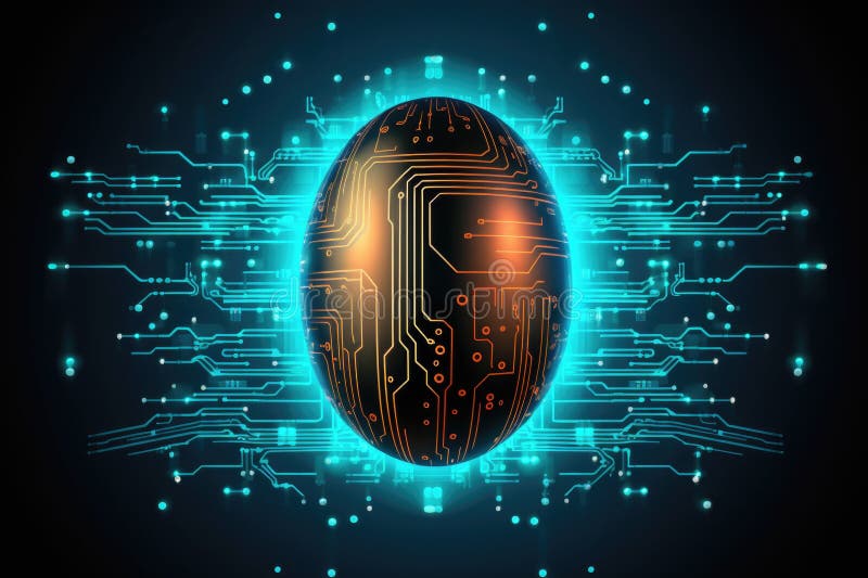 Techno Egg. Cybernetic Electronic Egg of Future. Happy Easter. Stock ...