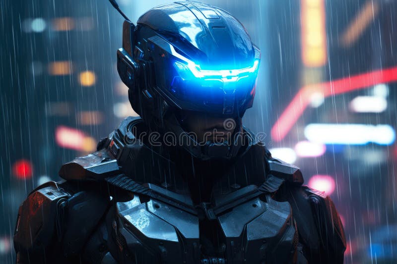 Techno Enforcer: Policing the Cyberpunk Streets. Stock Image - Image of ...