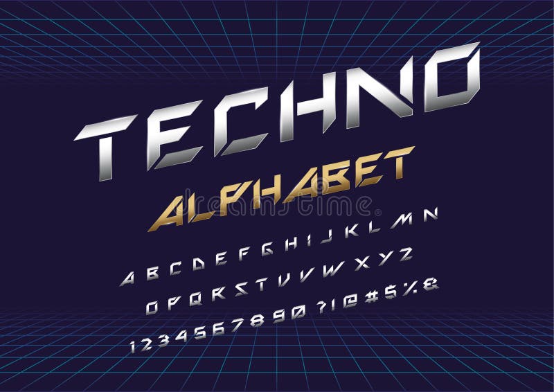 Techno font stock vector. Illustration of abstract, design - 227333700