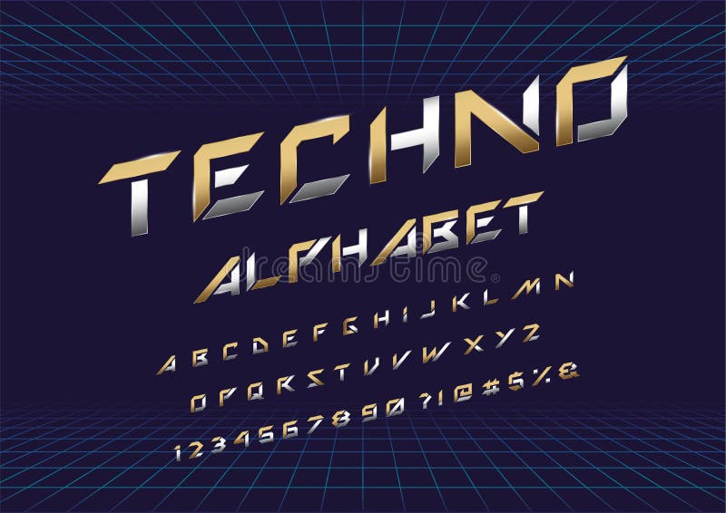 Techno font stock vector. Illustration of abstract, design - 227333700