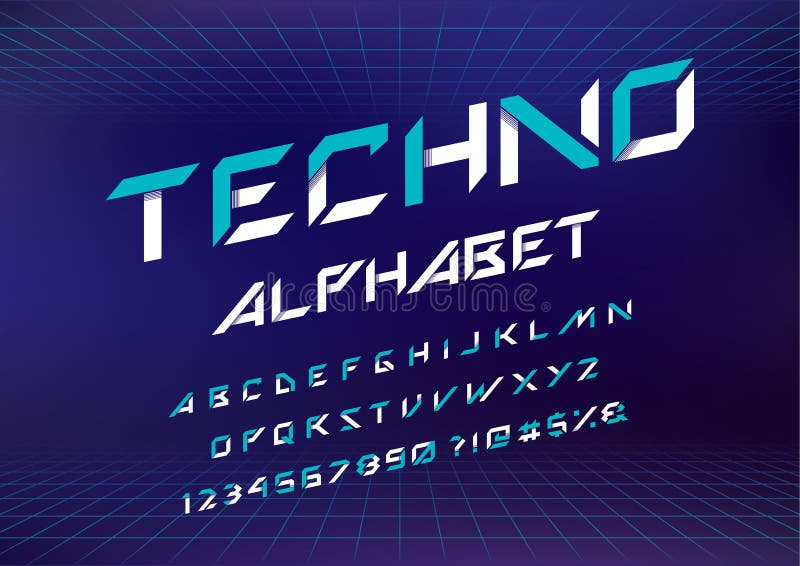 Techno font stock vector. Illustration of abstract, design - 227333700