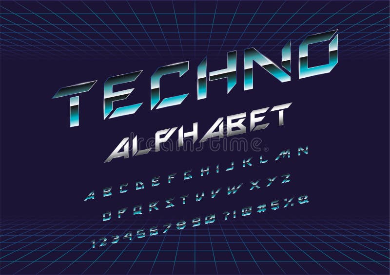 Techno font stock vector. Illustration of abstract, design - 227333700