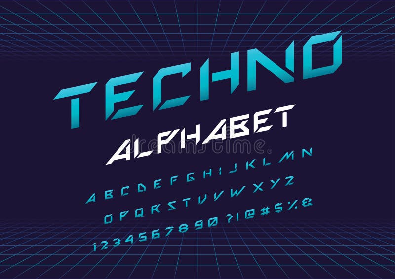 Techno font stock vector. Illustration of abstract, design - 227333700