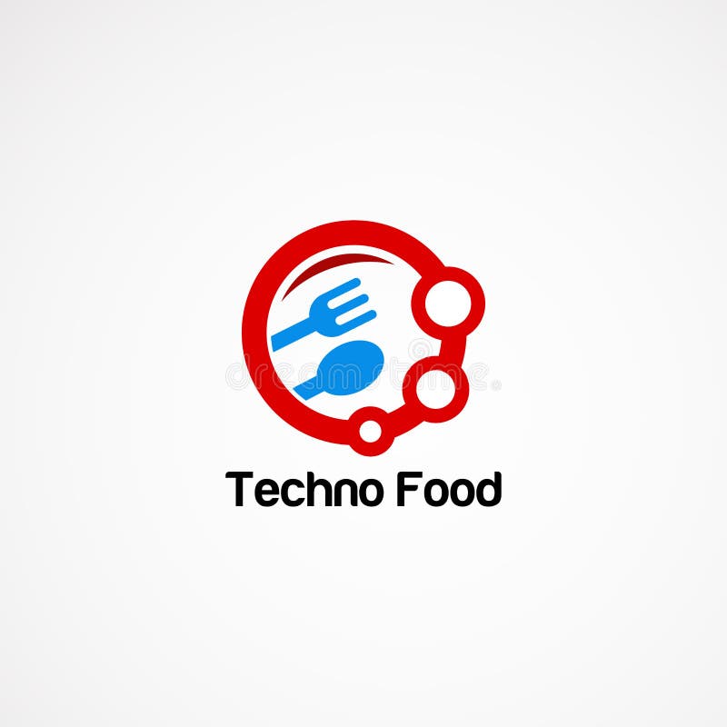 Techno Food Logo Vector Designs with Circle Spoon and Fork Stock Vector ...