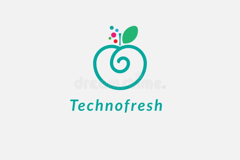 Techno Fresh Logo Design Template, Fruit with Leaf and Bubble, Usable ...