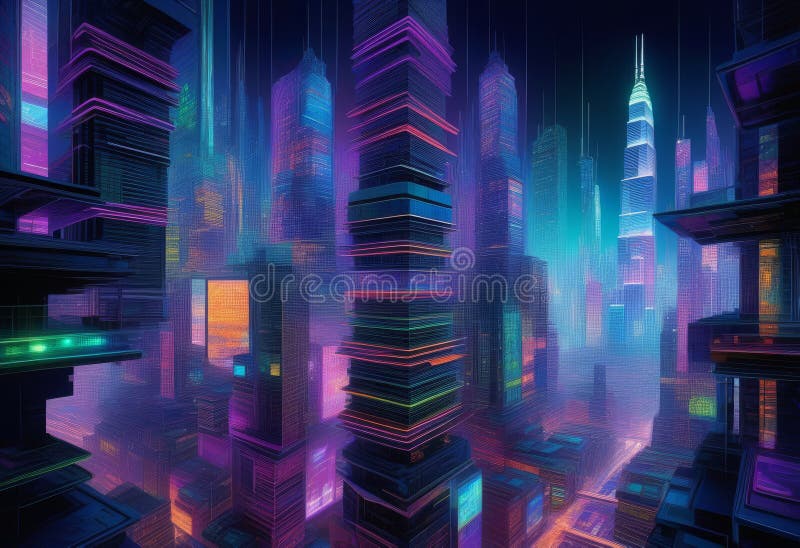 A Techno-Future Odyssey in Digital Artistry Stock Illustration ...