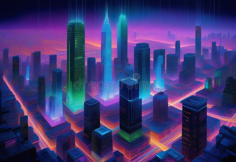 A Techno-Future Odyssey in Digital Artistry Stock Illustration ...