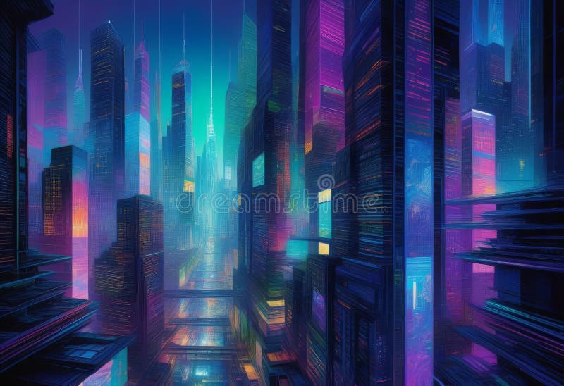 A Techno-Future Odyssey in Digital Artistry Stock Illustration ...