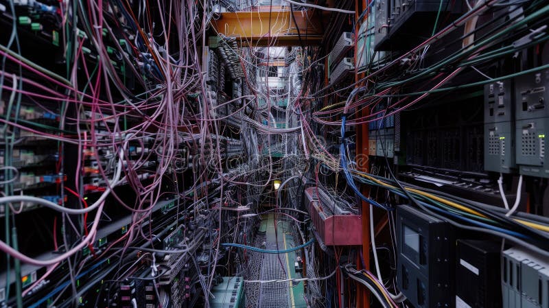 Techno Jungle of Computing Wires Stock Illustration - Illustration of ...