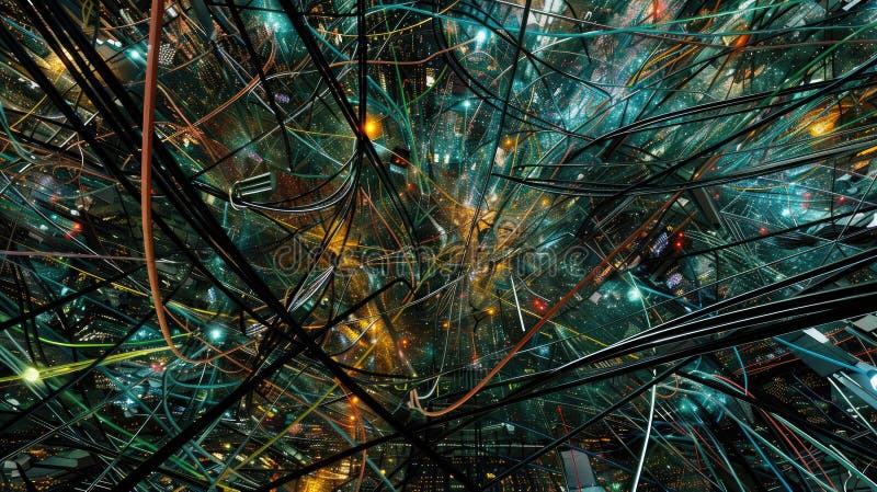 Techno Jungle of Computing Wires Stock Illustration - Illustration of ...