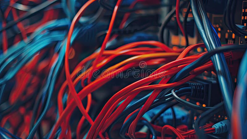 Techno Jungle of Computing Wires Stock Photo - Image of cable, tower ...