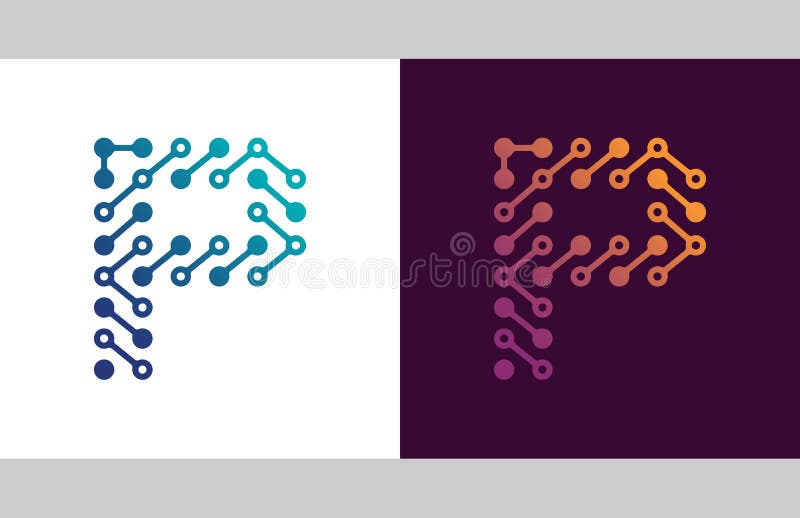 Techno Logo Letter P Circuit Symbol Stock Vector - Illustration of ...